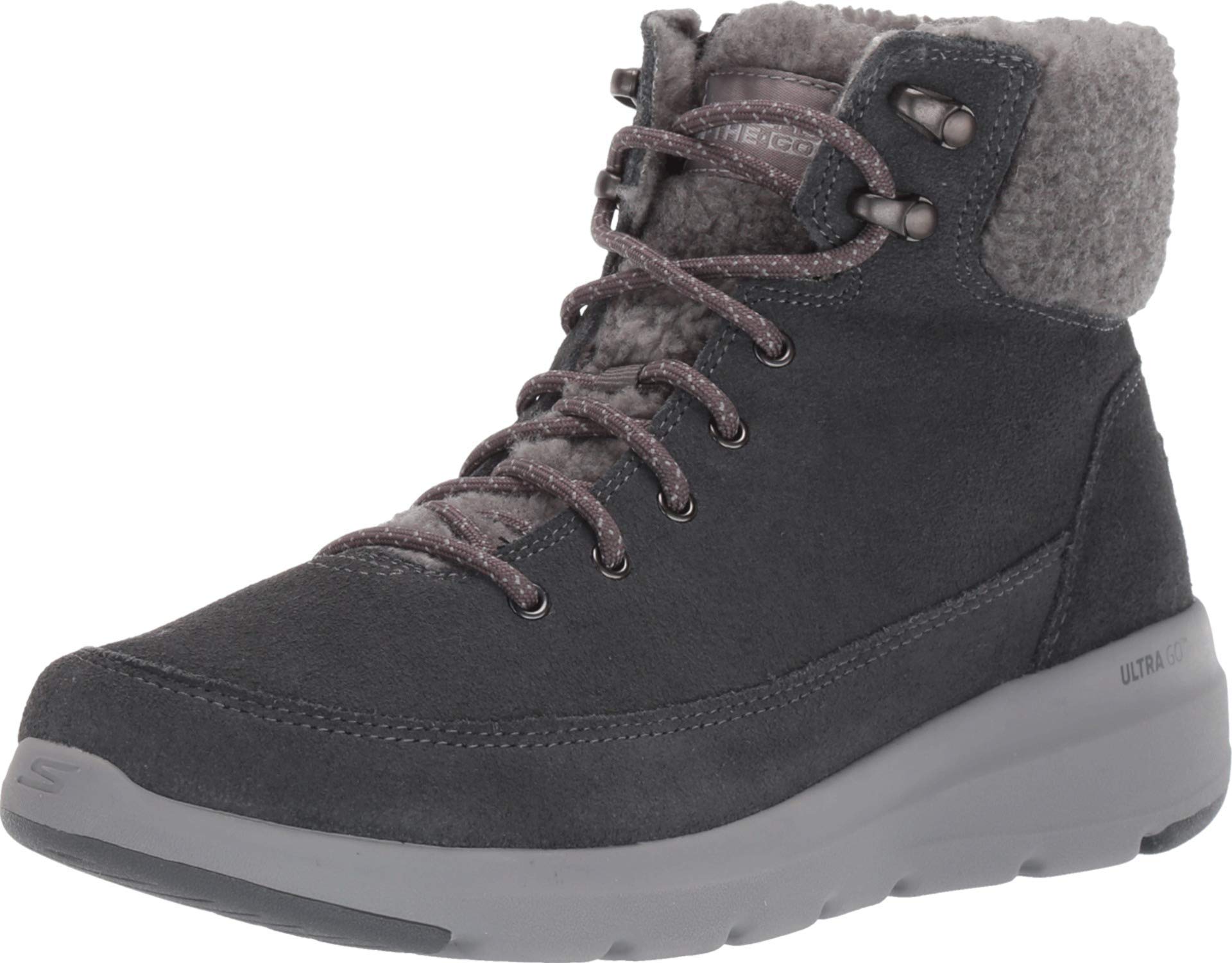 Skechers Women's Glacial ULTRA-16677 Snow Boot, Charcoal, 8 M US