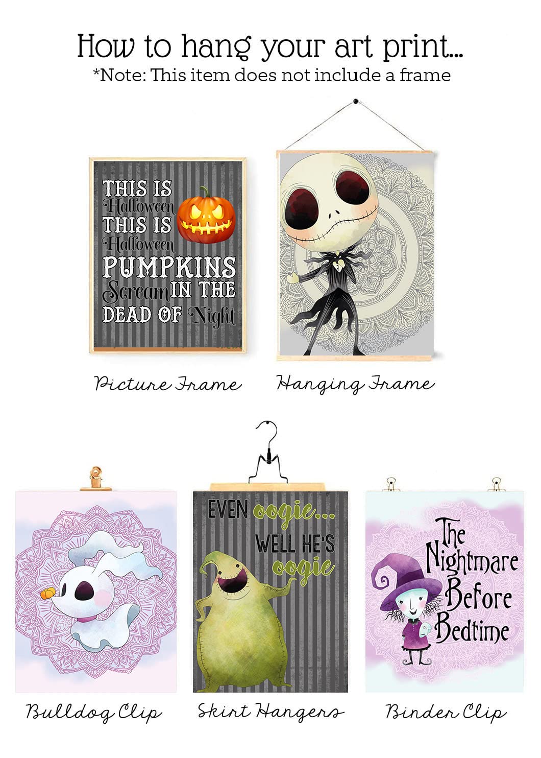 Silly Goose Gifts Nightmare Before Christmas Themed Character Wall Art Decor Baby Nursery Love (4pc Love Art Set)