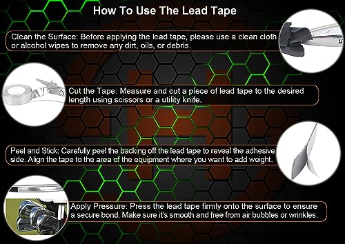 SummerHouse 2 Grams Per Inch High Density Golf Lead Tape 1/2'' x 100'' Available 0.025 Inch Thickness for Tennis Pickleball Paddles Racket and Fishing