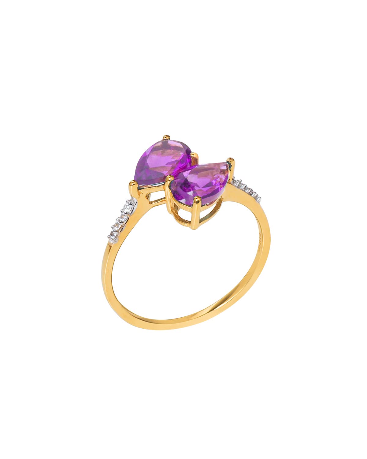 YoTreasure 1.48 Ct. Amethyst White Sapphire 10kt Yellow Gold Engagement Ring Jewelry