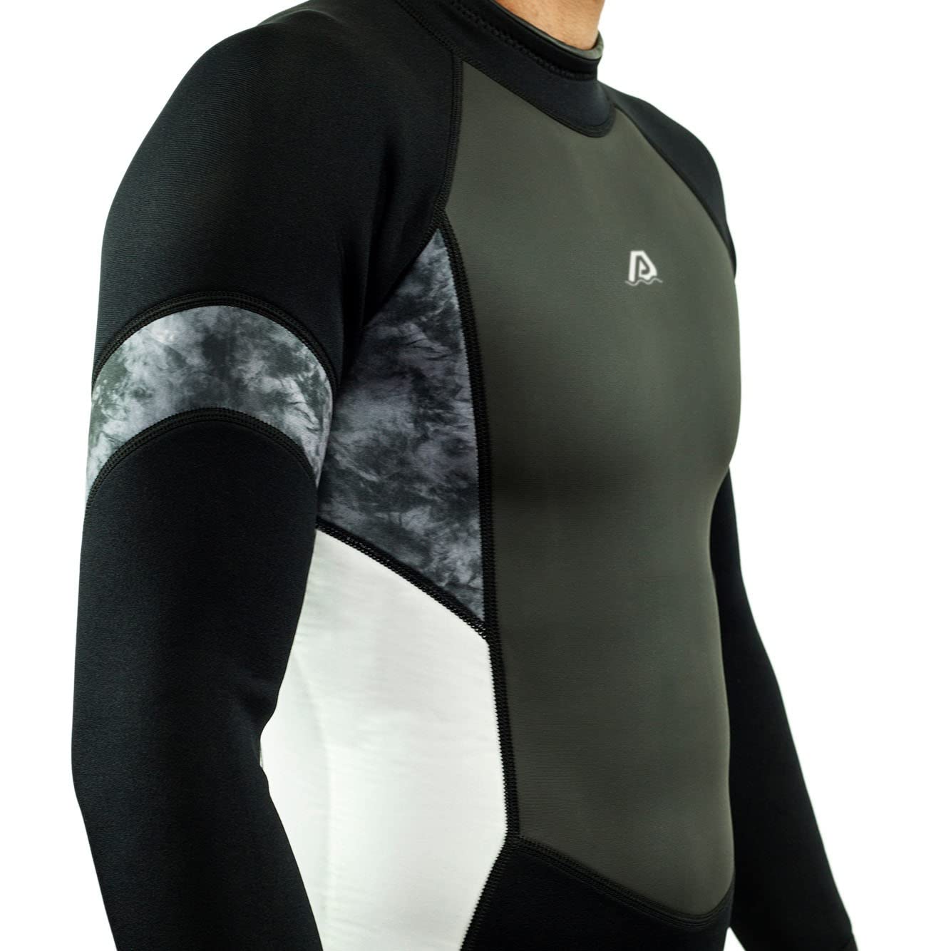 Wetsuits for Men by Aqua Polo | Fullbody 3/2 Neoprene Wetsuit with Shark Skin Chest Panel | Super Stretch Neck Cuffs Ankles (Black/Grey, XL Tall)