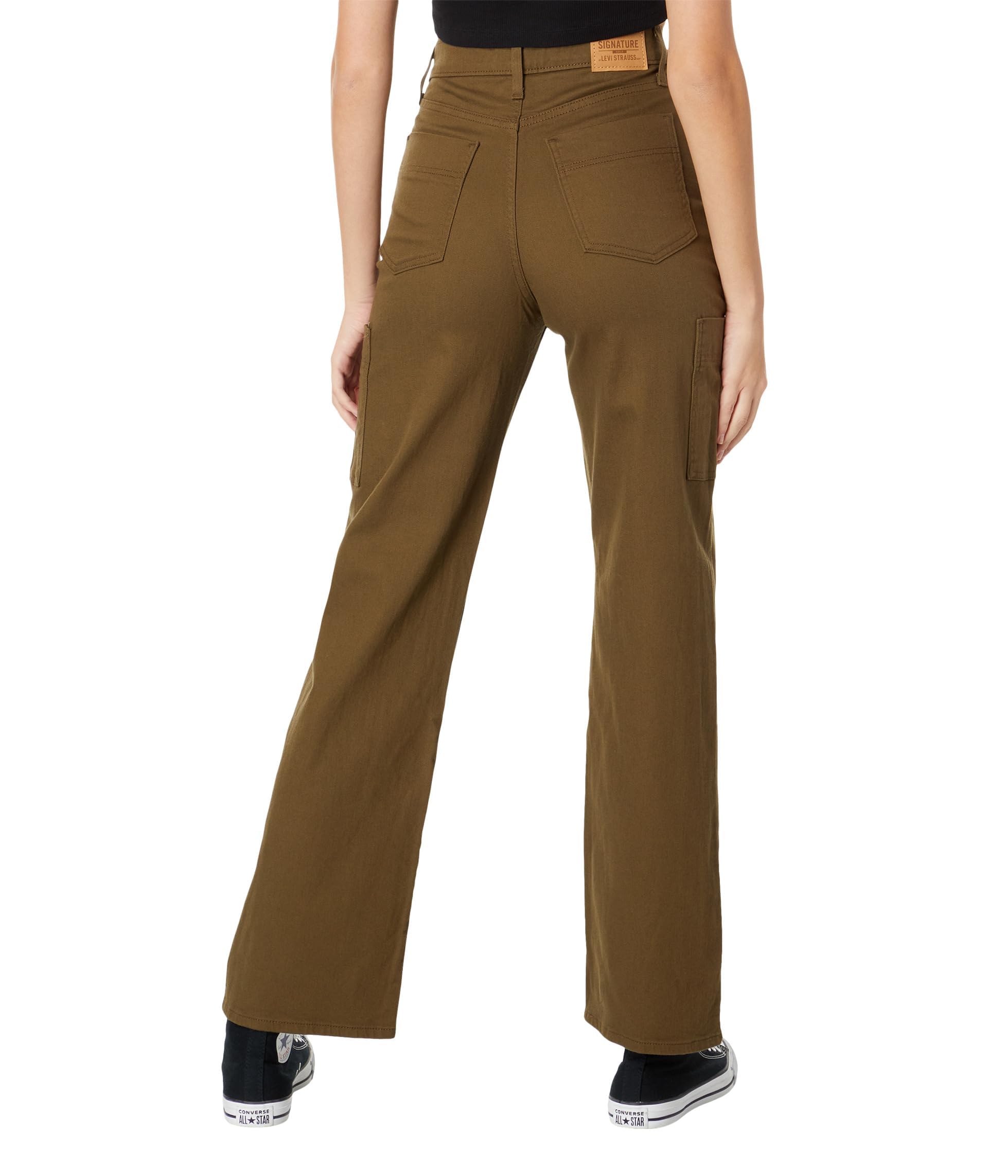 Signature by Levi Strauss & Co. Gold Women's Heritage High Rise Loose Utility Jean (Standard and Plus), Dark Moss, 10