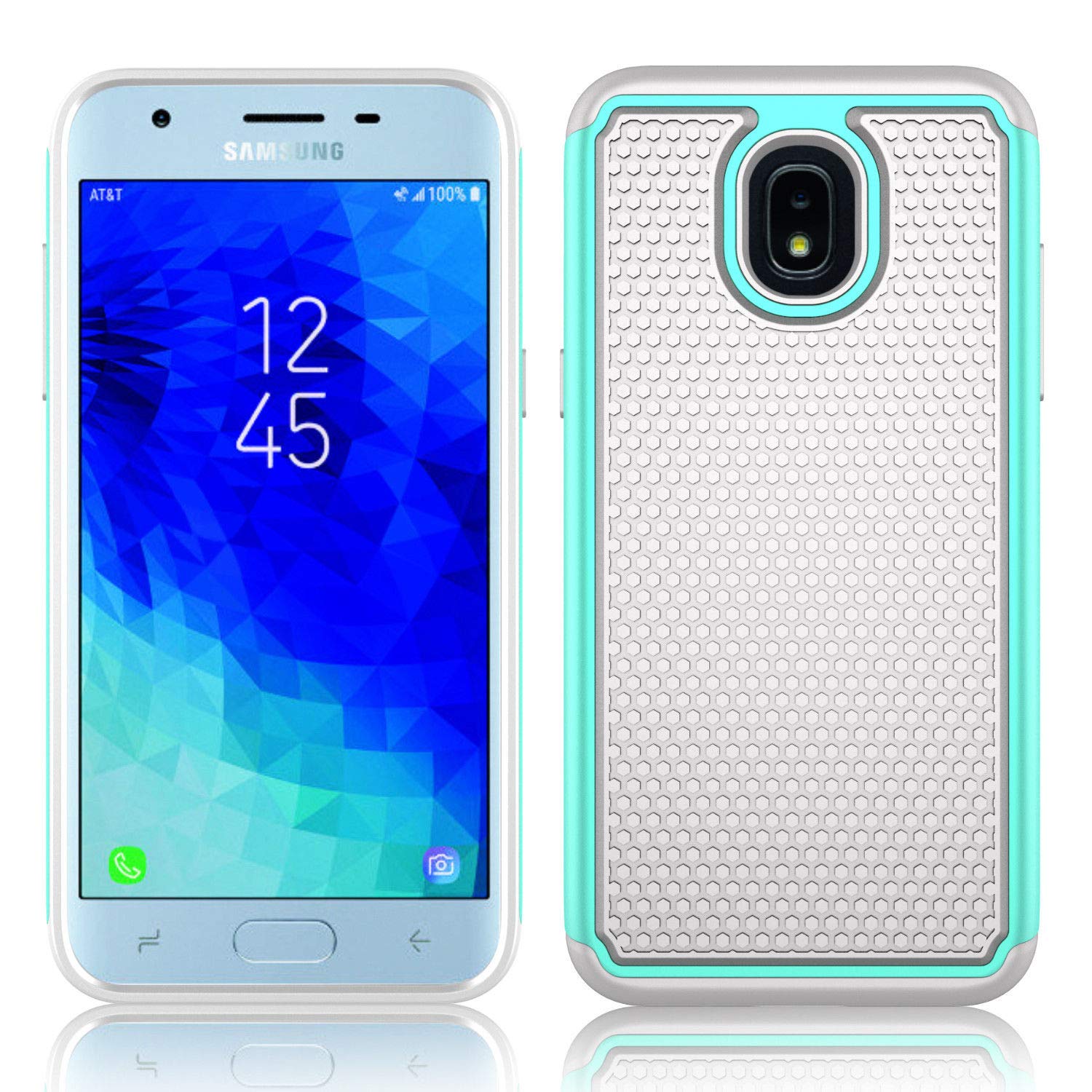 UniSpg for Galaxy J3 Orbit Case,Galaxy J3 2018 Case, Galaxy J3V 2018 Case, Galaxy J3 Star Case, Galaxy J3 Achieve Case [Military Grade] Protective Shockproof Hybrid Phone Cover [Turquoise]
