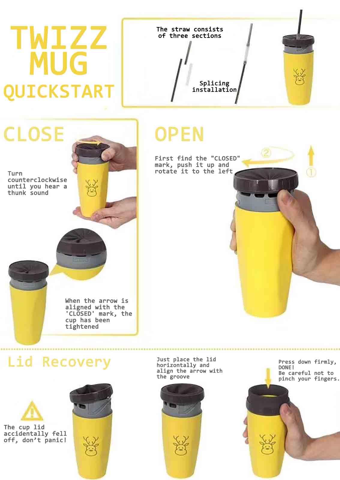 Twizz Cup 11oz, Twizz Travel Mug with Straw 300ml, Twizz Coffee Cup, Twizz Insulated Cups Unique Twist Leak-Proof Design, Twizz Coffee Cup Aperture Mug with Straw Double Silicone (Lion, Grey)