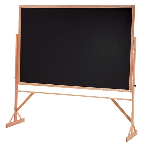 Quartet Chalkboard, Reversible, 4' x 6', Easel Style Black Melamine Chalkboard, Hardwood Frame (WTR406-810)