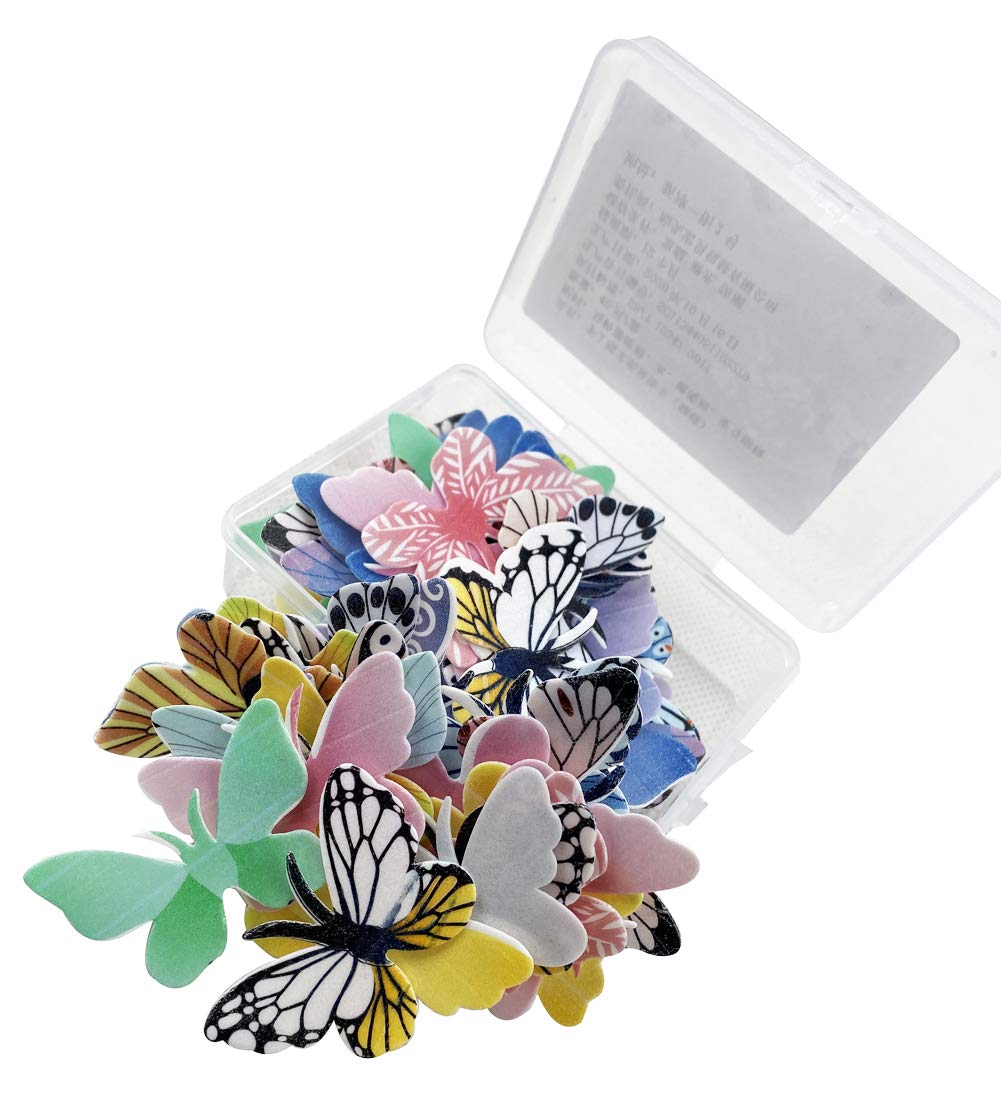 Set of 72 Edible Butterfly Cupcake Toppers Wedding Cake Birthday Party Food Decoration Mixed Size & Colou