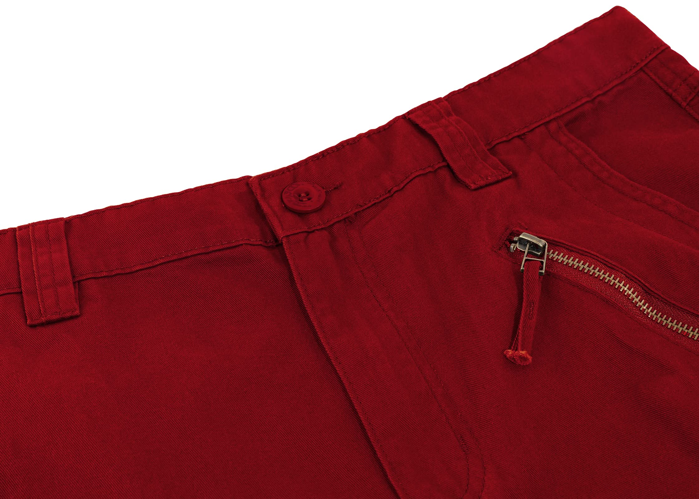 utcoco Mens Loose Multi-Pockets Cotton Twill Cargo Military Pants Outdoor Work Trousers (38, Burgundy)