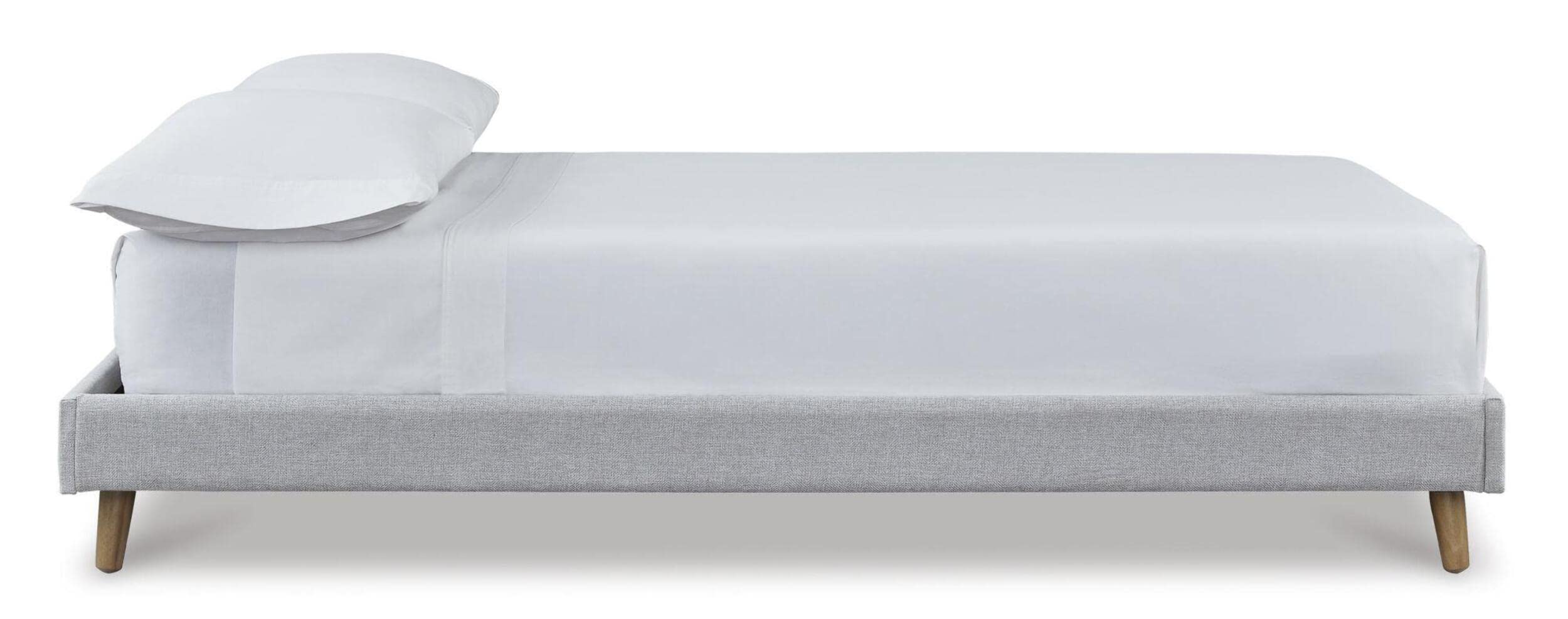 Signature Design by Ashley Tannally Upholstered Platform Bed Frame, Twin, Beige