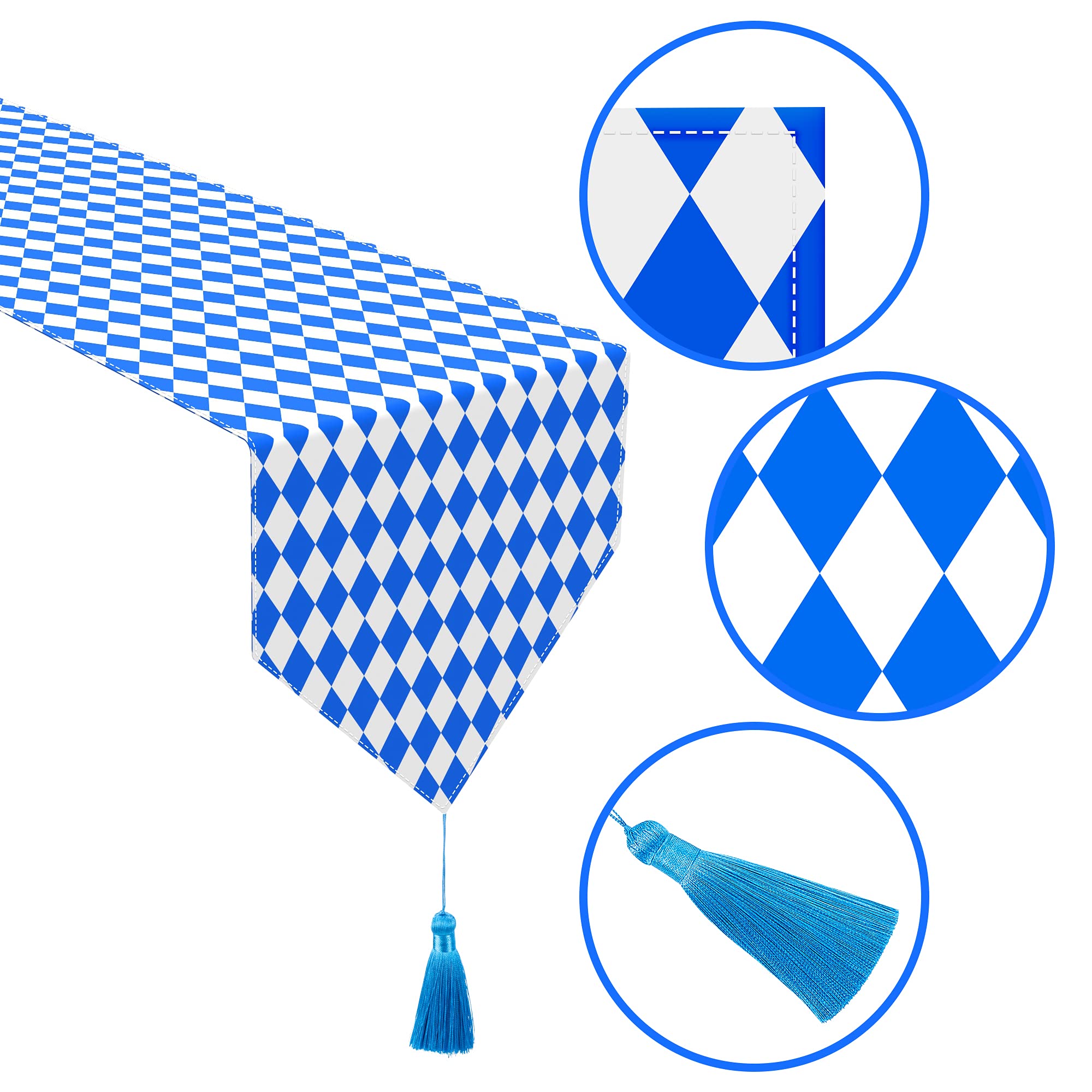 Wehhbtye 2 Pack Oktoberfest Table Runner -12 x71 Table Runner Oktoberfest Decorations with Tassels -Table Runner Dresser Scarves for Table Dinner Holiday Party (Oktoberfest Diamond, 2)