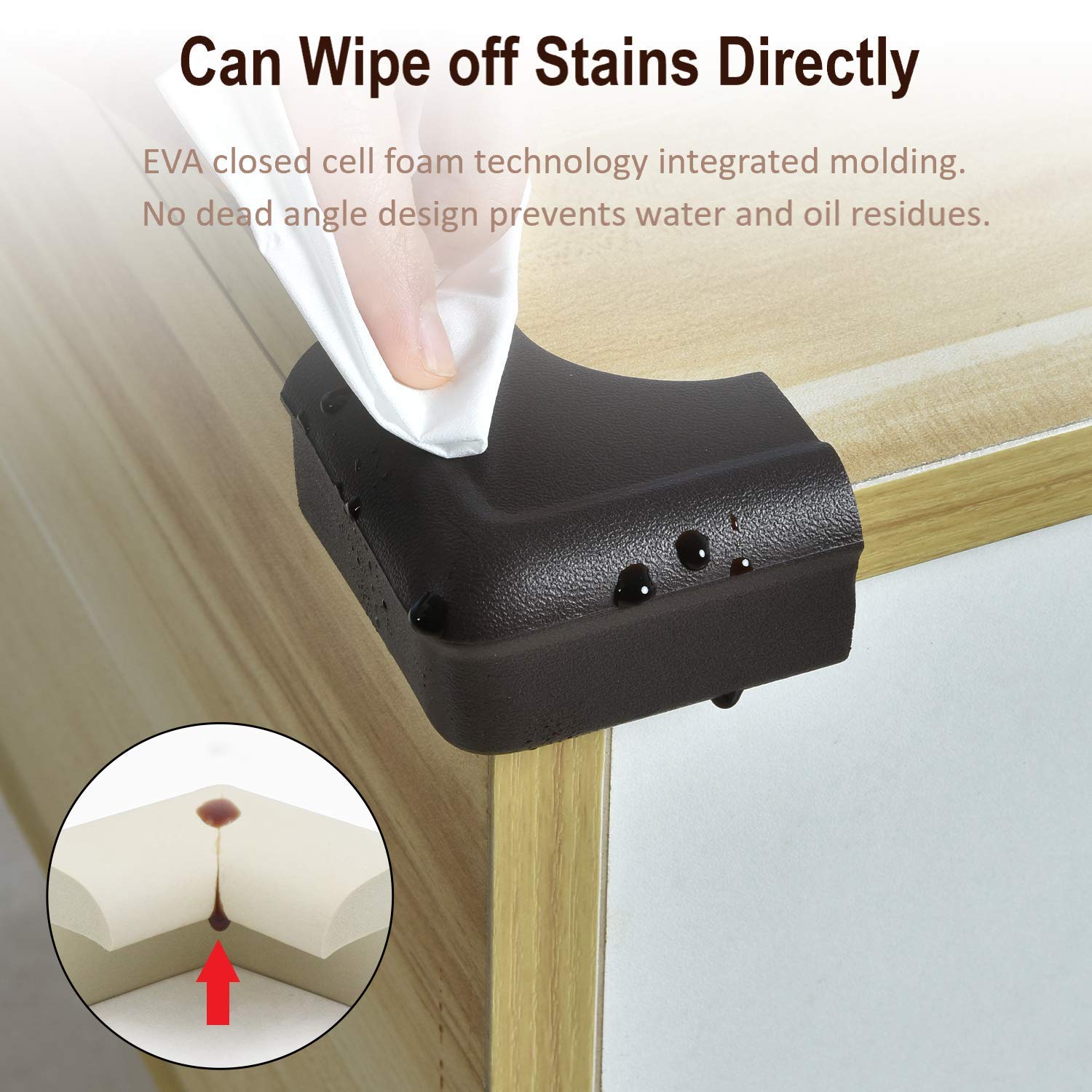 TwoDads Corner Protector Pack of 12, EVA Soft Baby Proofing Table Corner Guards 3M Pre-Taped Children Safety Furniture Edge Bumper Cushion, Brown