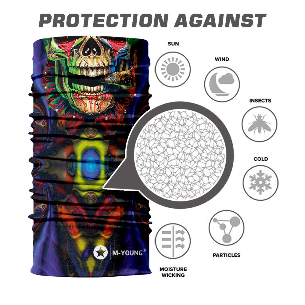 Skull Face Mask Bandanas, Neck Gaiter, Headwear, Magic Scarf, Headband for dust Sun Wind