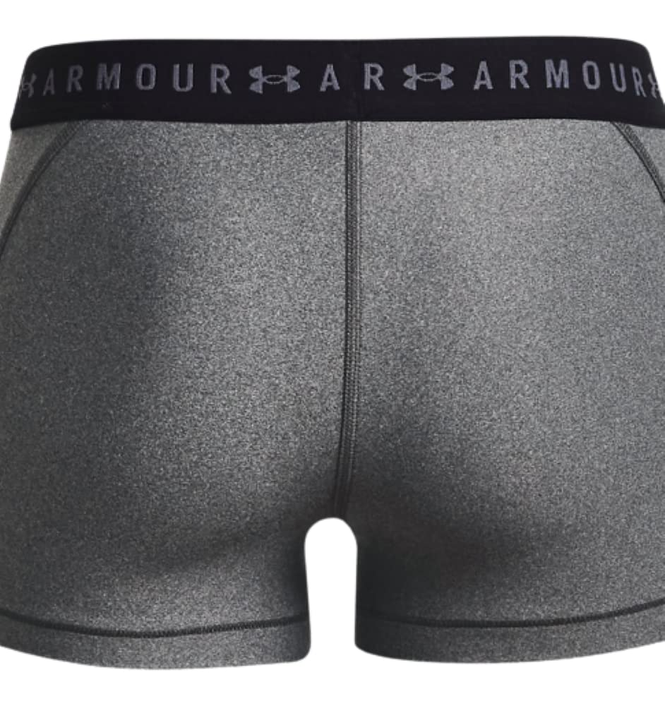 Under Armour Women's HeatGear Armour Shorty Shorts Gray/Black 3" (Medium)