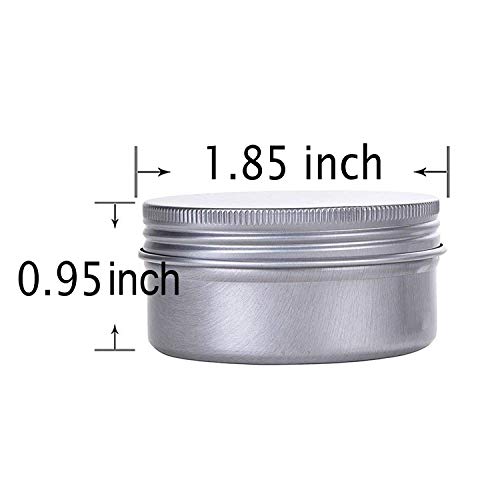 Silver 1 Ounce Aluminum Tin Jar Refillable Containers 30ml Aluminum Screw Lid Round Tin Container Bottle for Cosmetic,Lip Balm, Cream, 30 Pcs