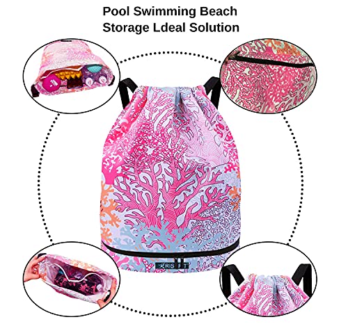 Risefit Waterproof Drawstring Bag, Drawstring Backpack, Gym Bag Sackpack Sports Backpack for Women Men (Pink coral)
