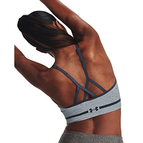 Under Armour Women's Seamless Low Long Heather Bra, (465) Harbor Blue / / Gravel, Medium