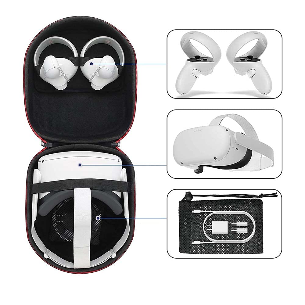 VR Case for Oculus Quest 2 VR Headset, Hard Carrying Travel Case Protective Storage Bag, Shockproof Water Resistance
