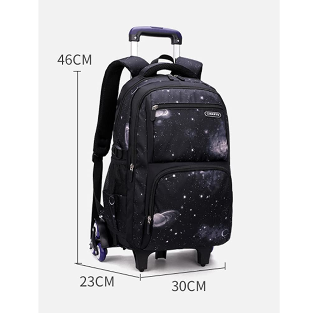 Sky Printed Trolley Backpack Primary School Removable Rolling Daypack Middle School student Bookbag for boys