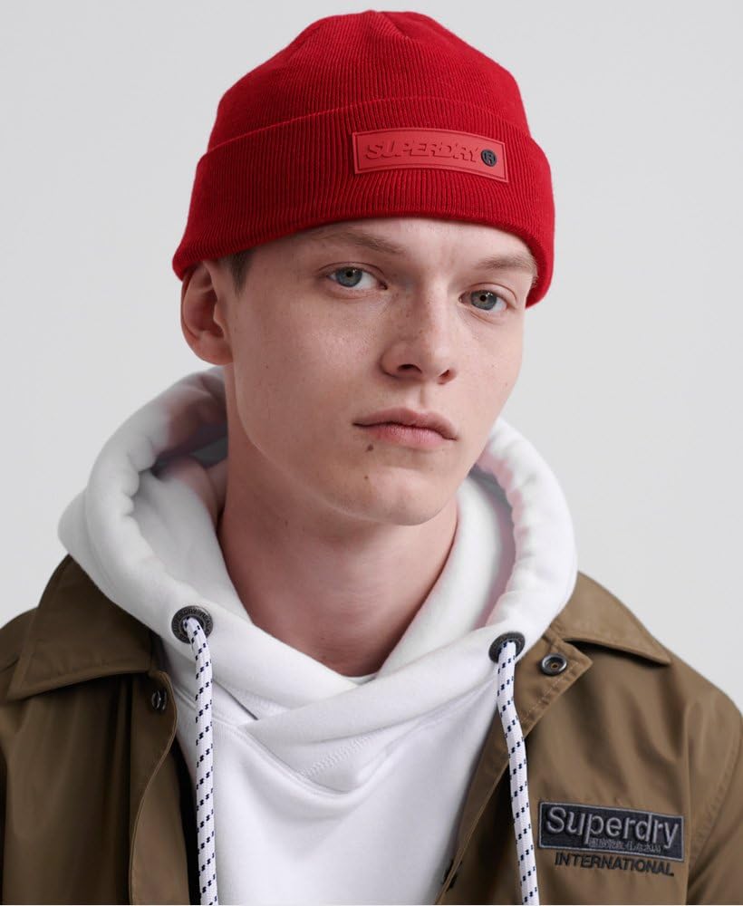 Superdry Mens Skate Lux Beanie Rouge Red Size One Size