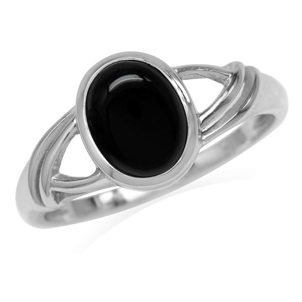Silvershake 9X7mm Natural Oval Shape Moonstone White Gold Plated 925 Sterling Silver Solitaire Casual Ring Size 9