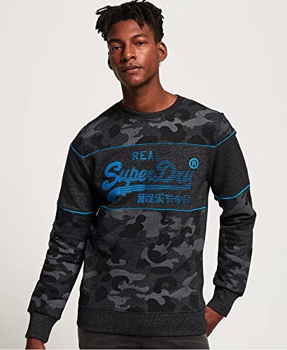 Superdry Mens Vintage Logo Camo Panel Sweatshirt Black Grit Size S