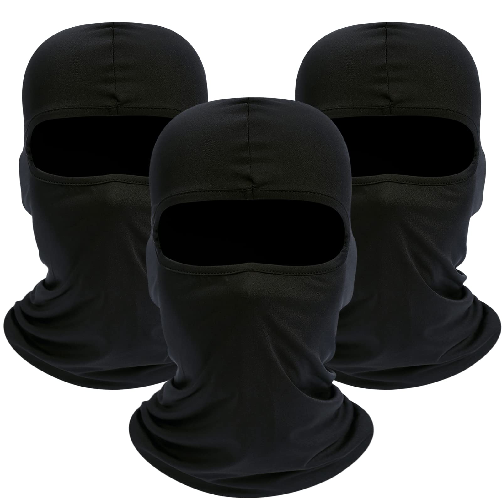 SUNLAND Black Balaclava Face Mask Racing Head Sock Summer Cooling Neck Gaiter Breathable Hood Ski Scarf Motorcycle Under Helmet 3 Pack