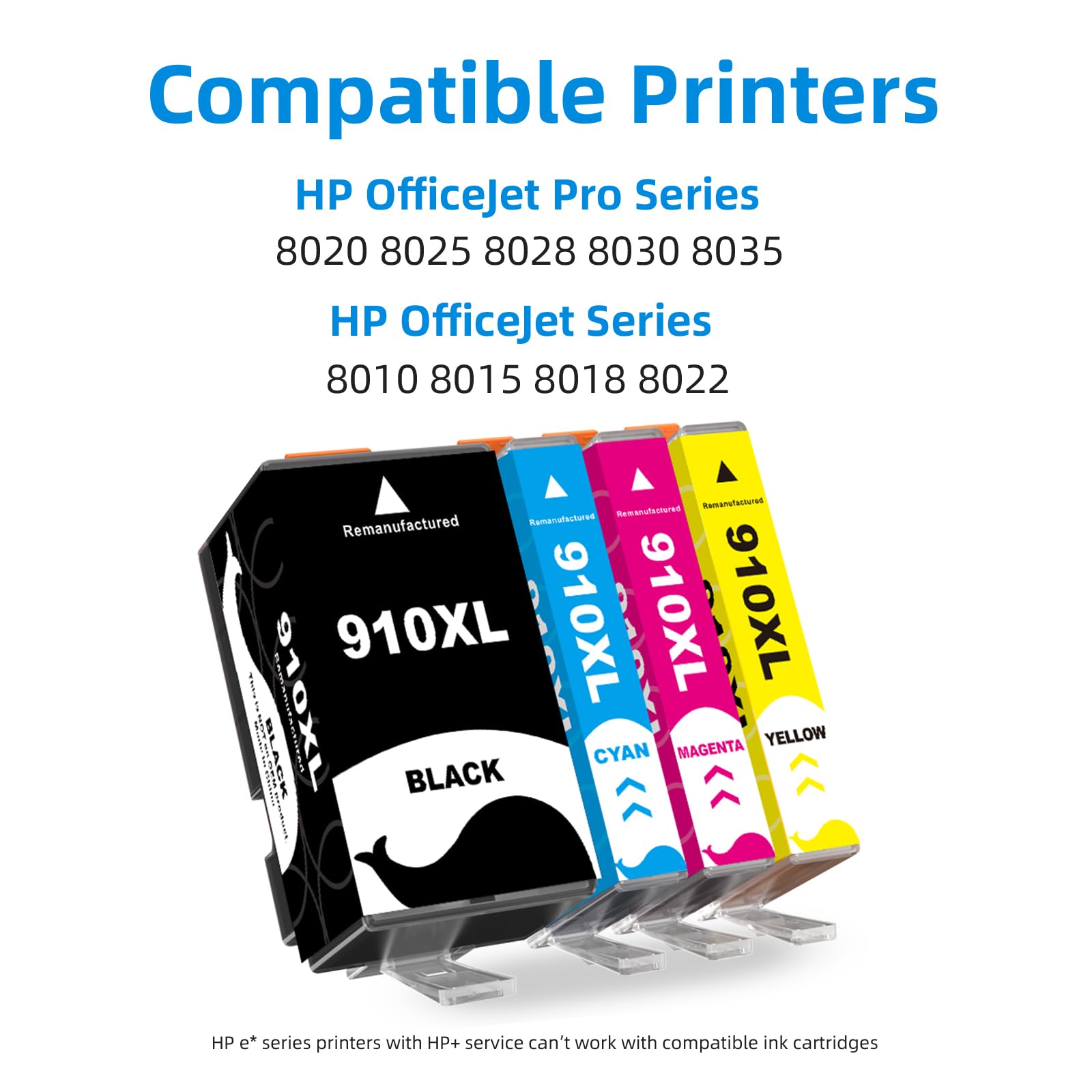 Skydo Compatible Ink Cartridge Replacement for 910XL (Black, Cyan, Yellow, Magenta, 4 Pack)