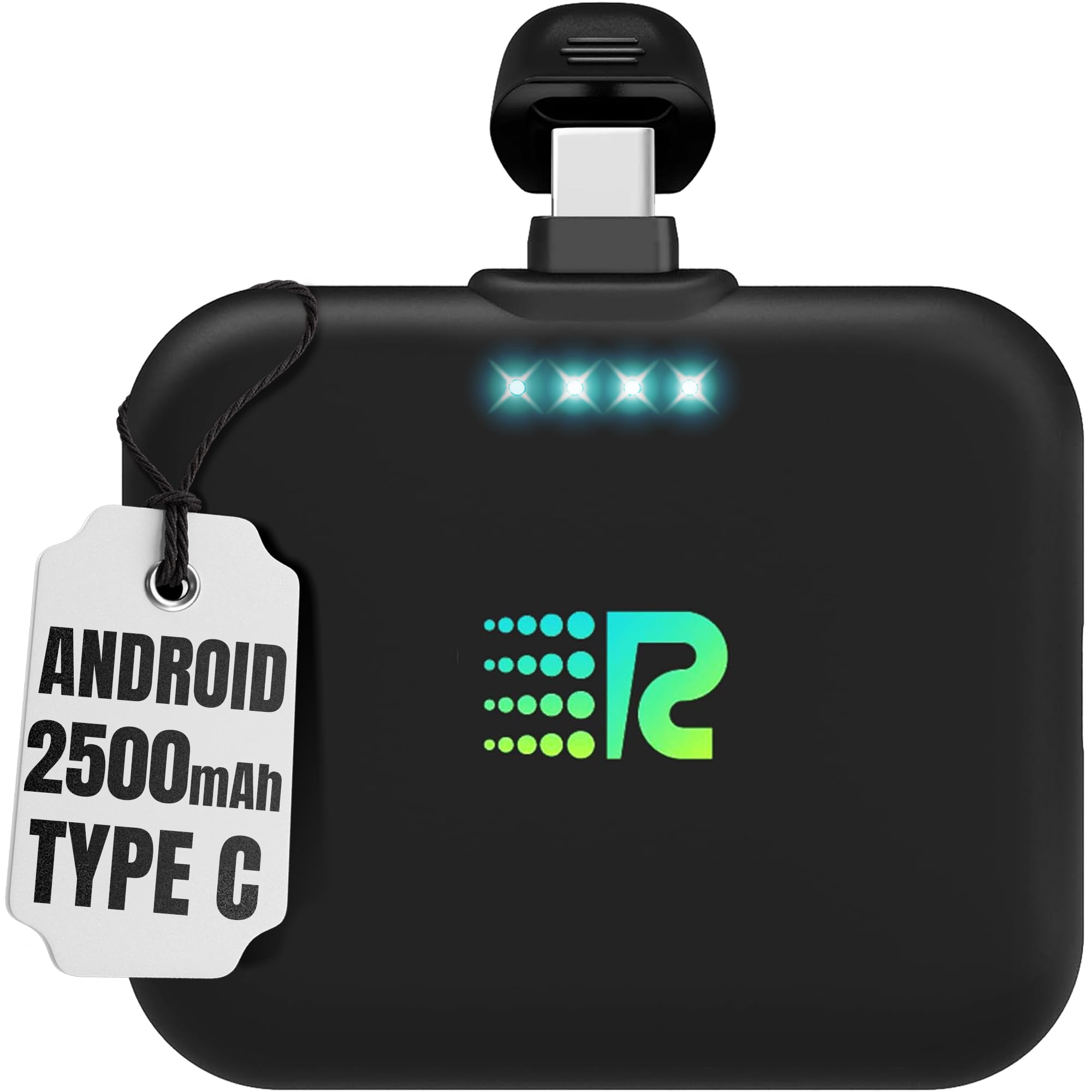 Rush Charge Air Portable Power Bank for Android (USA) β 2500mah, 2.1A High-Speed Power Bank Fast Charging - Lightweight, Compact USB C Charger β Travel Size, Pre-Charged Battery Pack
