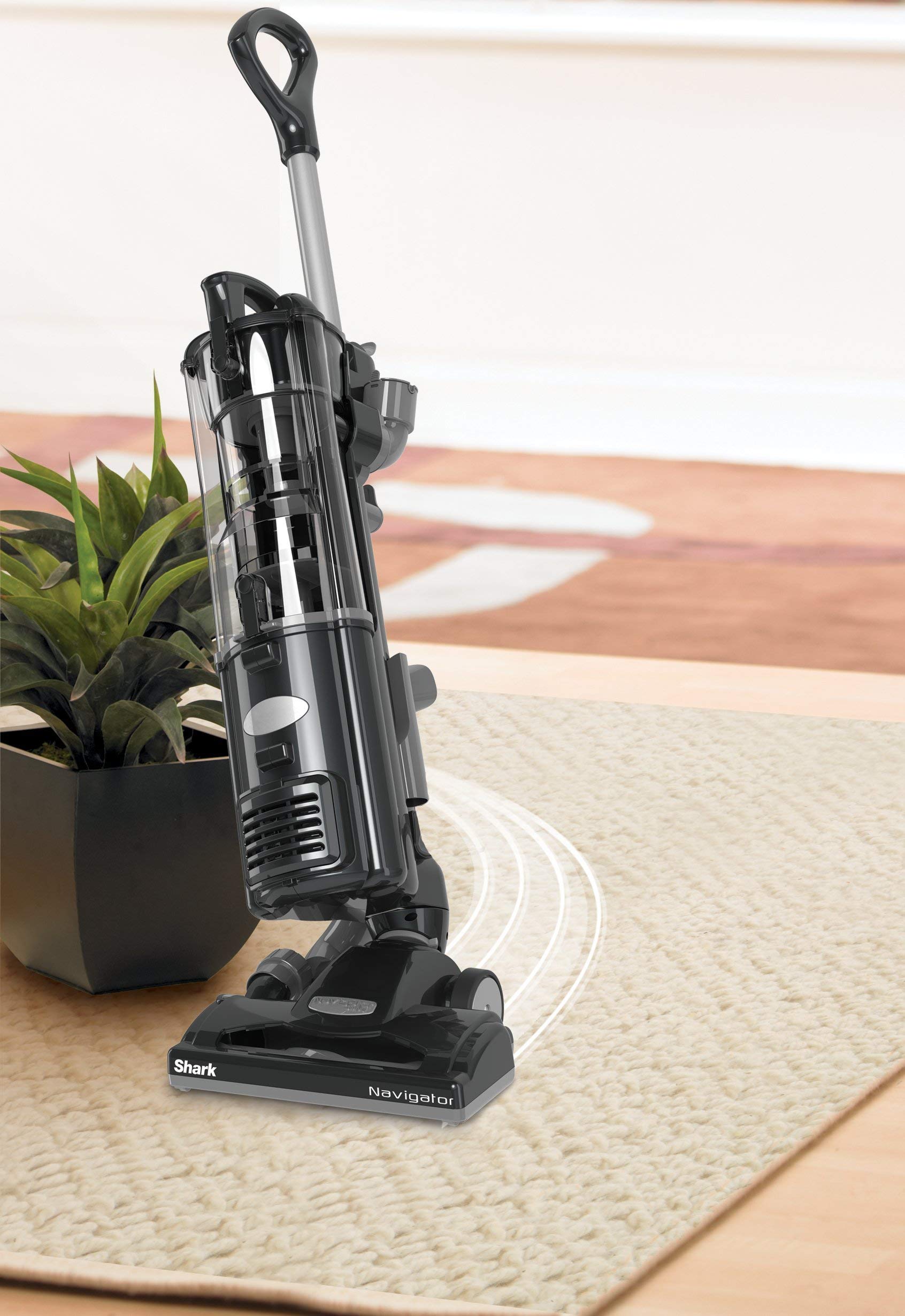 Shark Navigator Upright Corded Bagless Vacuum, Lightweight, Large Capacity for Carpet and Hard Floor Cleaning with Swivel Steering (NV27CH), Charcoal (Renewed)