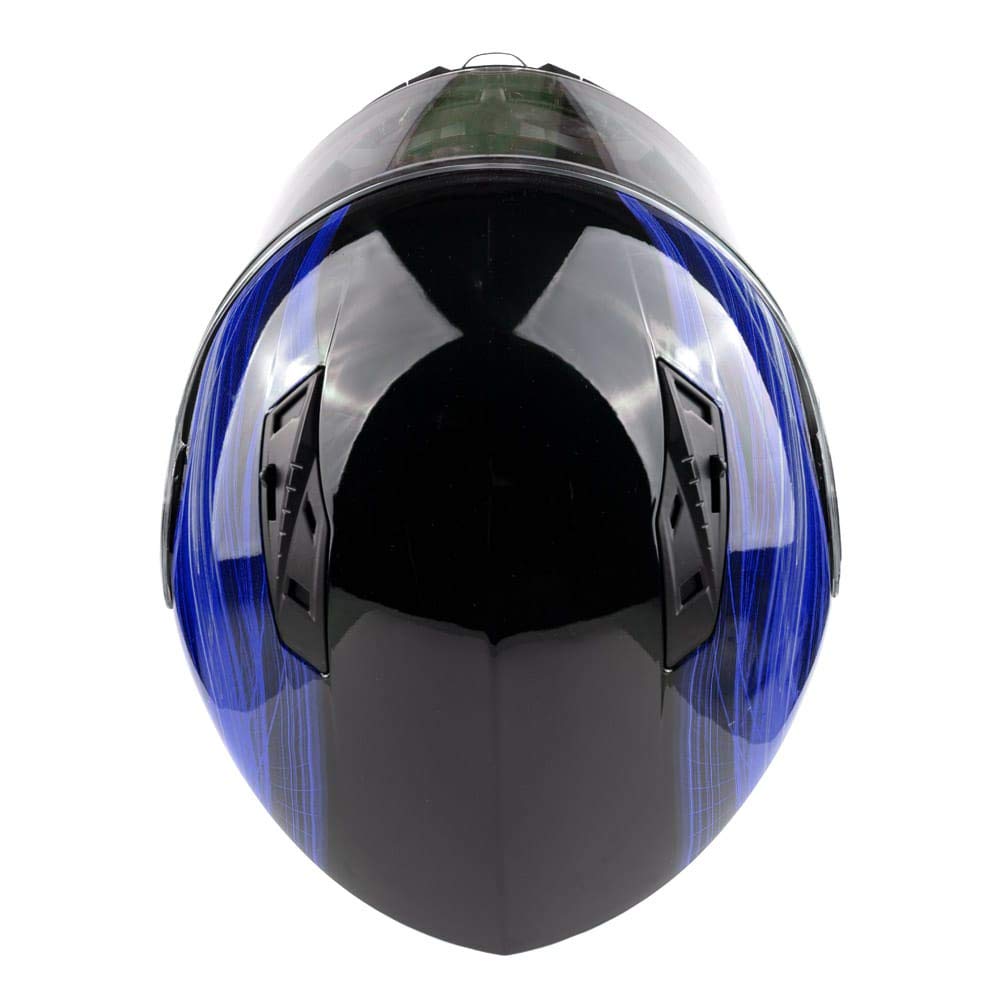 Typhoon TH158 Adult Modular Motorcycle Helmet DOT Dual Visor Full Face Flip-up - Blue Medium