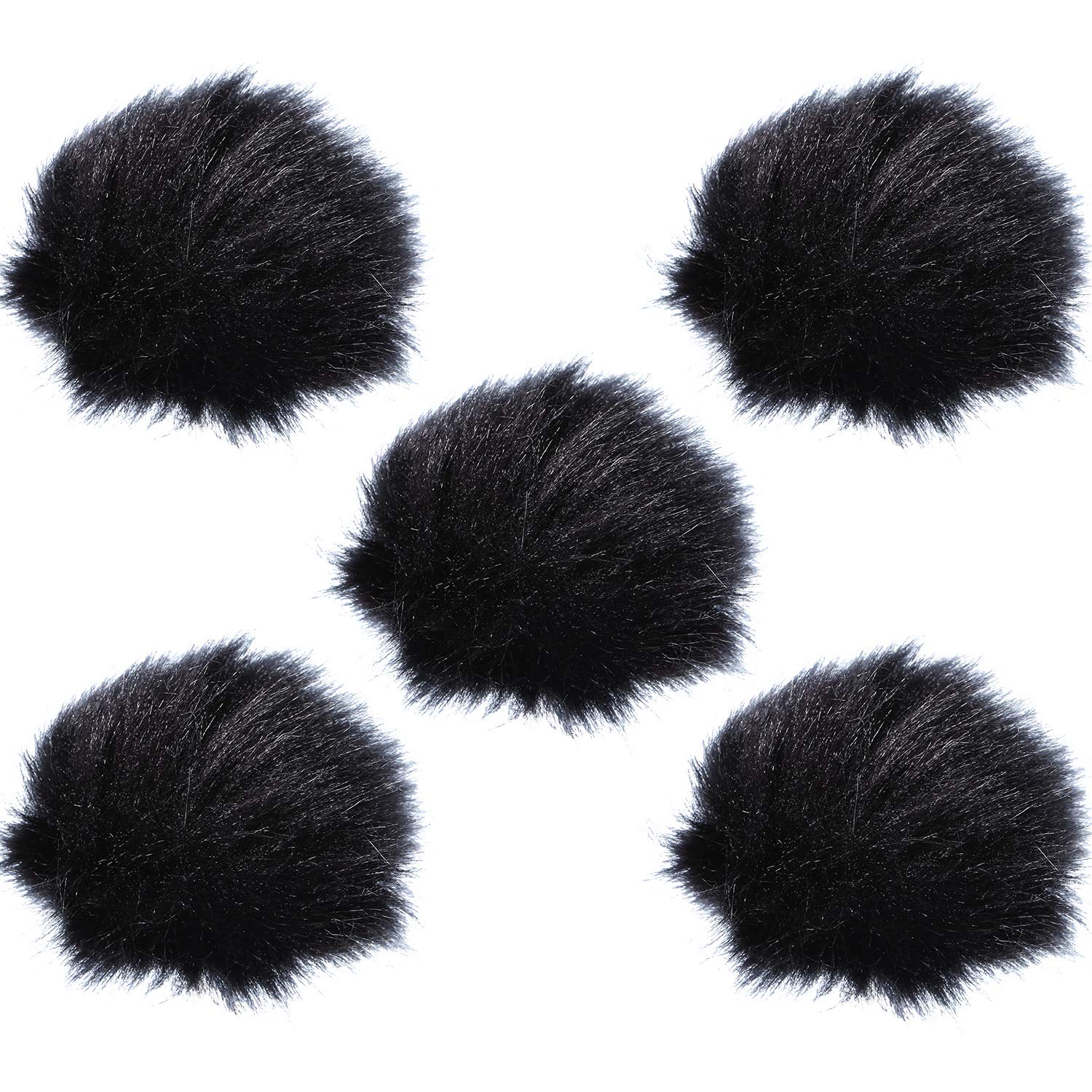 TecUnite 5 Pack Mini-size Lapel Lavalier Microphone Furry Windscreen Muff (Black)