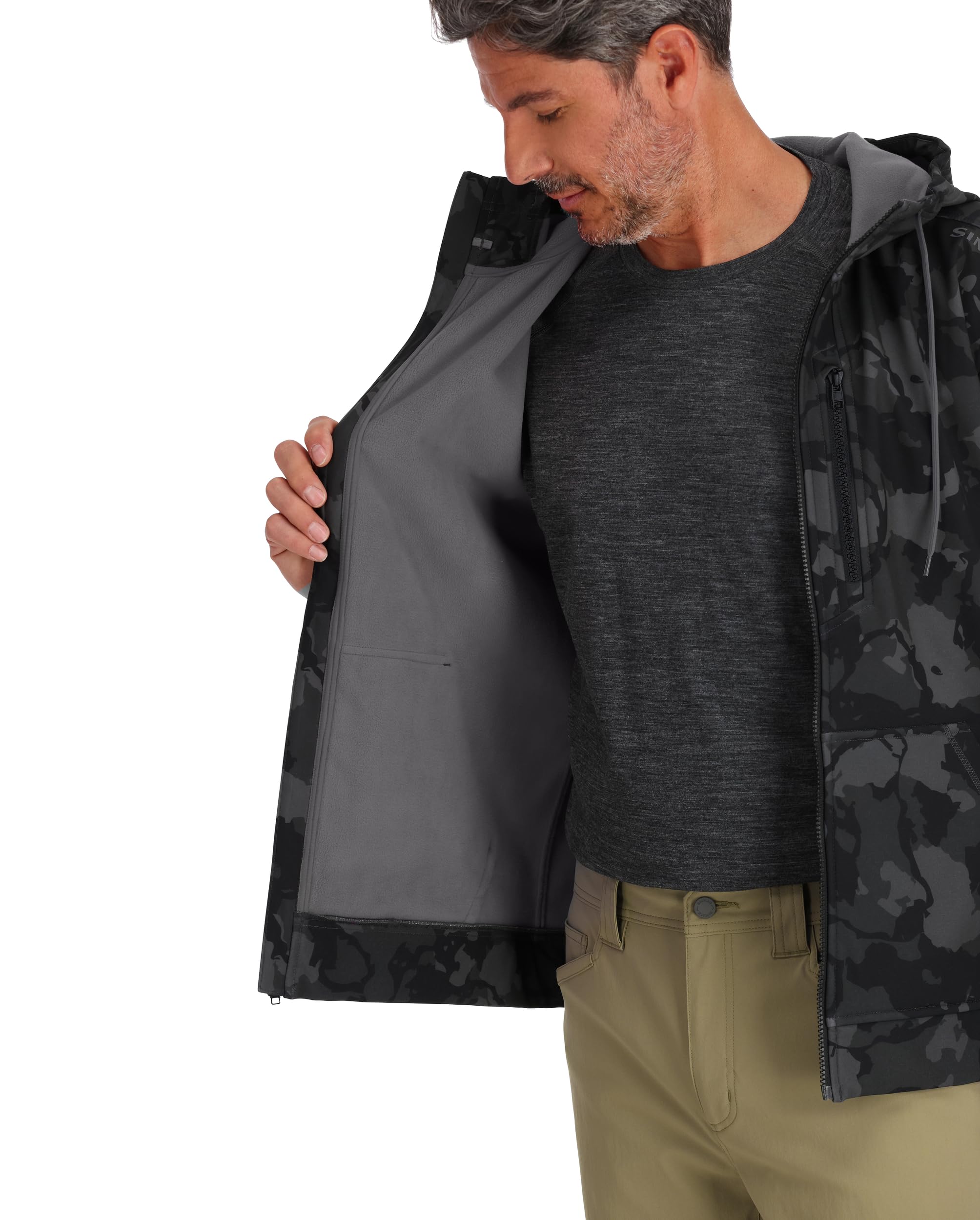 Simms Rogue Fleece Hoody, Water Resistant Sweatshirt, Raven, Medium