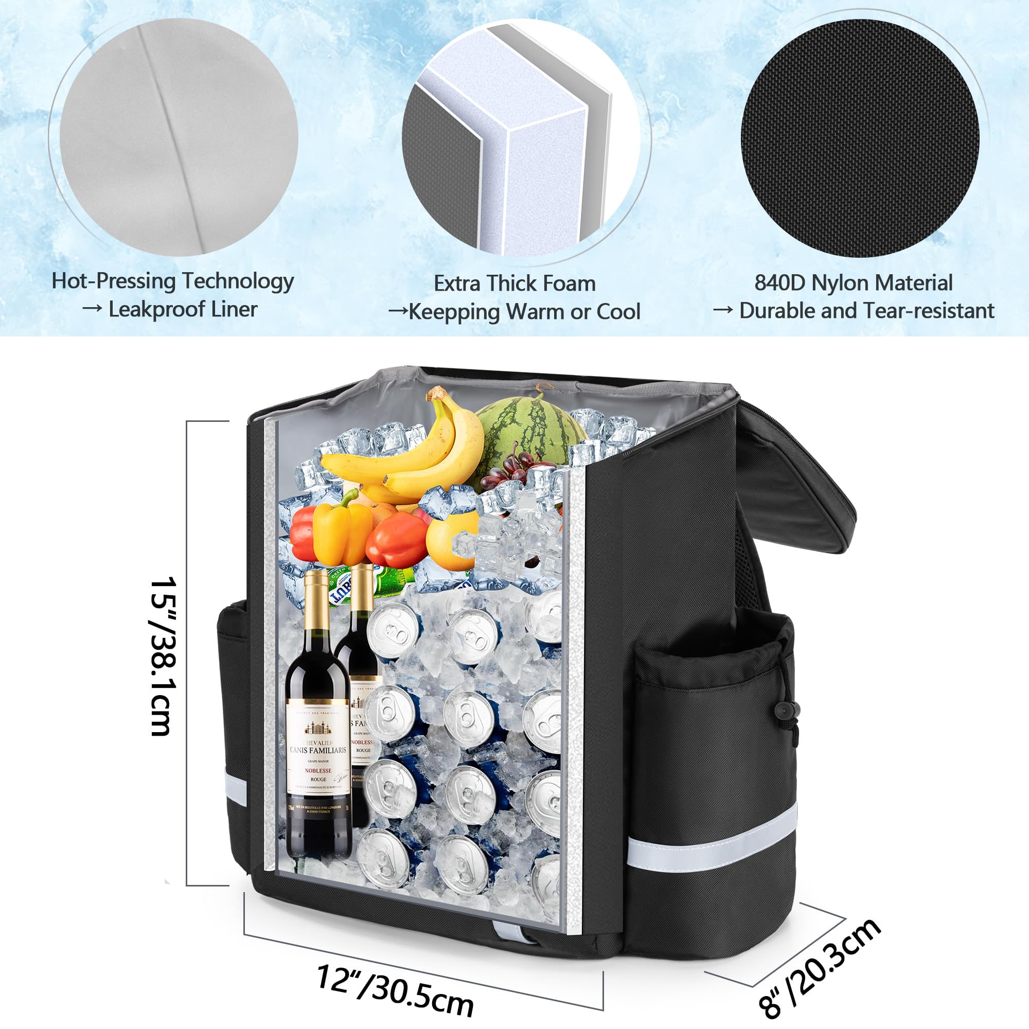 Trunab Insulated Cooler Backpack 30 Cans Soft Leak-Proof Cooler Bag, Lightweight Backpack Cooler for Lunch,Beach, Hiking, Camping, Picnic, Fishing, Travel, 30 Cans
