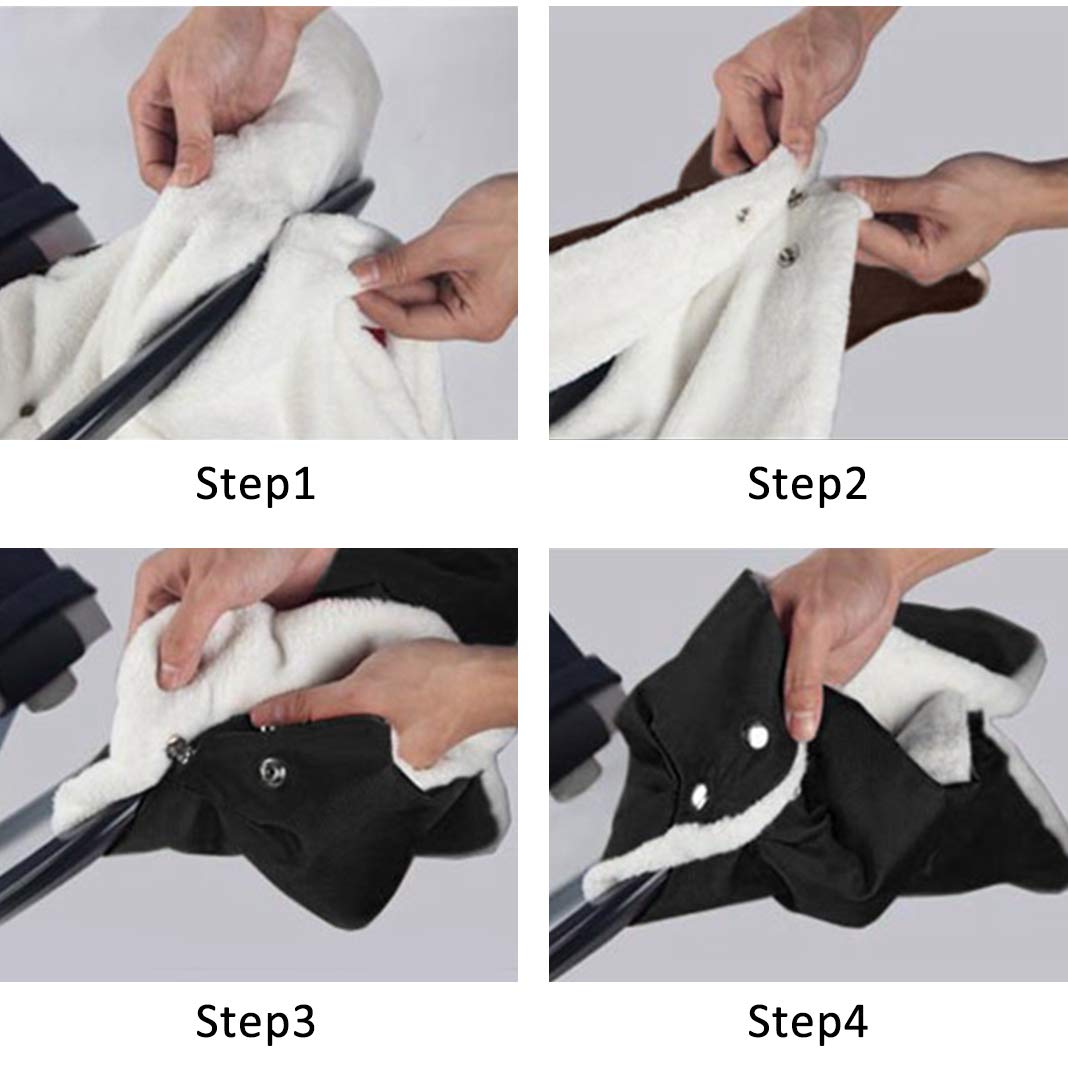 Stroller Gloves Hand Muff for Pushchair Extra Thick Winter Pram Muff Red Anti-Freeze Windproof Snowproof Oxford Handlebar Muffs, Gift for Mom Come with 2-Pack Stroller Hooks, by Aosbos