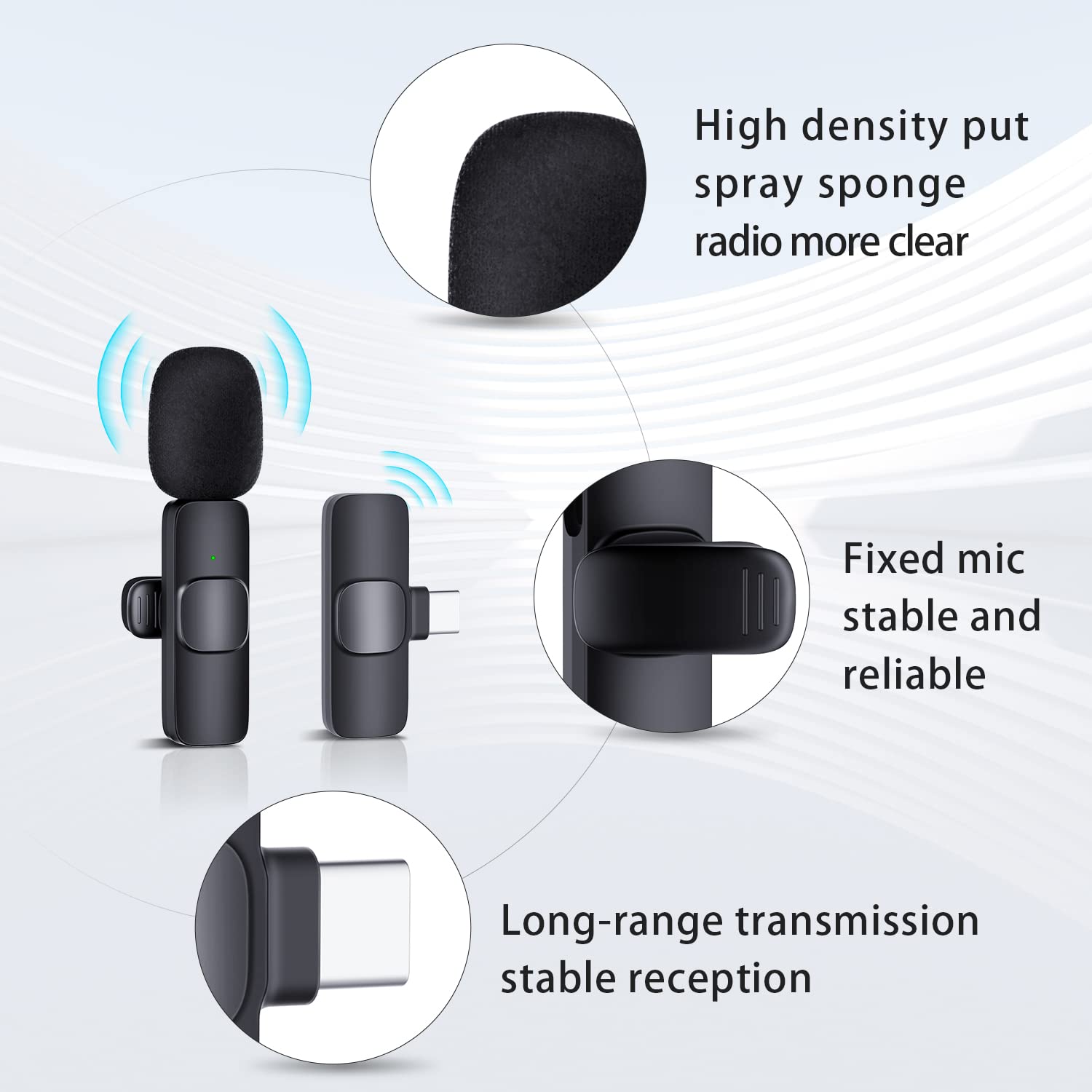 YASHINE Professional Wireless Microphone for Android,Ttpe-C Wireless Microphones, Plug-Play 2.4G Wireless Microphones, Live Stream, YouTube, Facebook, TikTok