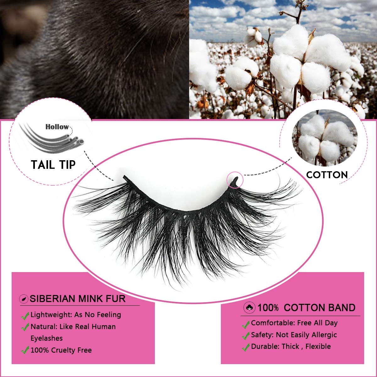 SWINGINGHAIR Mink Eyelashes, 25mm Dramatic Lashes Long Type False Eyelashes 3D Layered Effect Hand Made Strips Reusable 1 pair