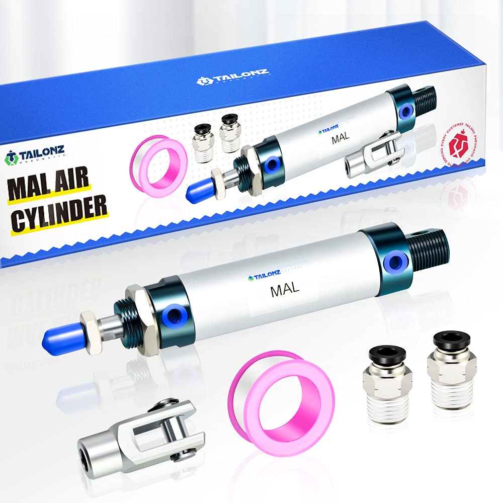 TAILONZ PNEUMATIC 25mm Bore 150mm Stroke Air Cylinder Double Action with Y Connector and 2Pcs 6mm Fitting MAL25x150