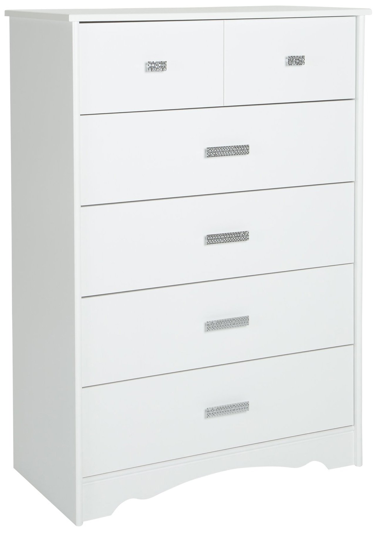 South Shore Tiara 5-Drawer Dresser, Pure White with Jewel-Like Handles