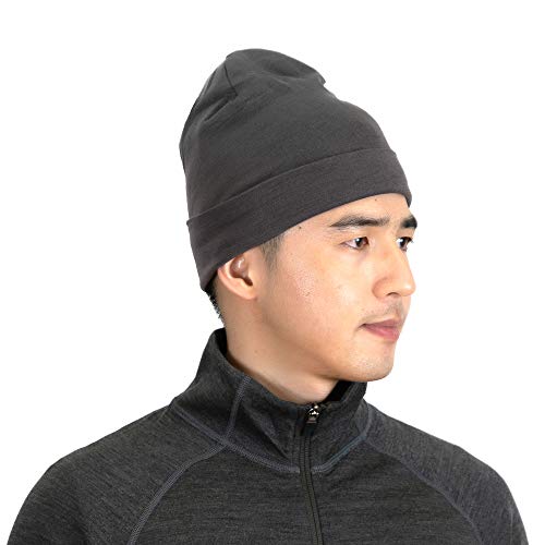SHEEP RUN 100% Merino Wool Lightweight Wicking Cuff Beanie Hat for Ourdoor Hiking Hunting (Coffee)
