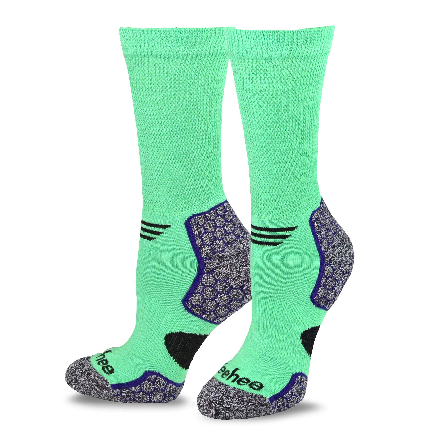 Relaxed Lose Binding Top Viscose Bamboo Bright Colorful Diabetic Crew Socks for Women 6-Pairs (9-11, Bright)