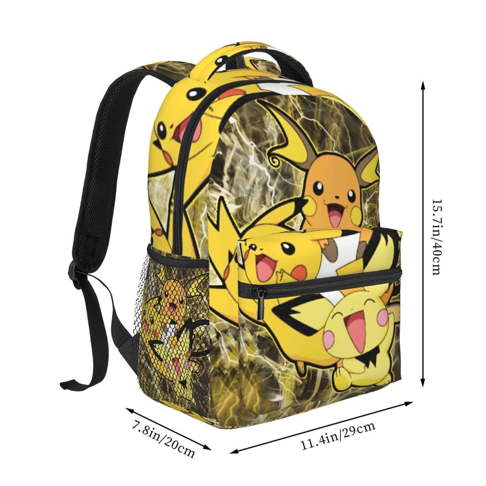 Uante Poke Backpack 3D Printed Cartoon Backpack Adjustable Lightweight Travel Backpack Waterproof Casual Daypack