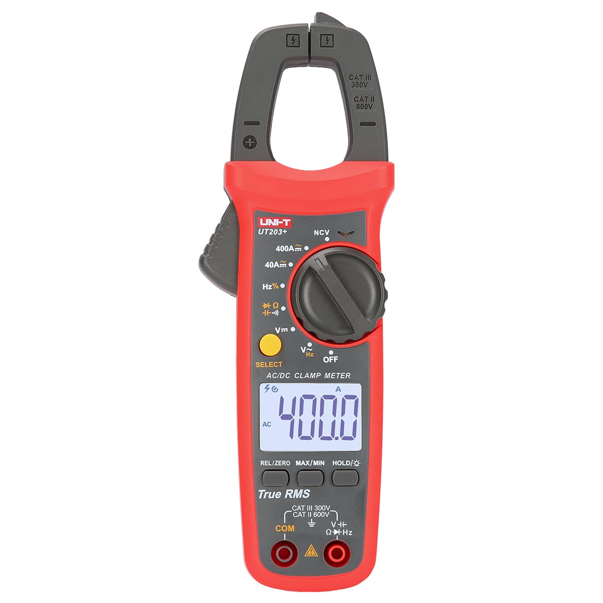 UNI-T UT204+ Digital 600A AC/DC Numeral Pincer Multimeter Ammeter Anti-Burning Anti-Misdetection Clamp Meter Multifunction Electrician Current Measurement with True Effective Value, NCV Intelligent