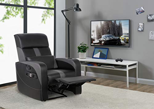 X Rocker Gamma Recliner Gaming Chair, 2.1 Bluetooth Audio System, Headrest Mounted Speakers, Built-in Footrest and Cupholder, 718001, 34.84" x 39.37" x 30.31", Black