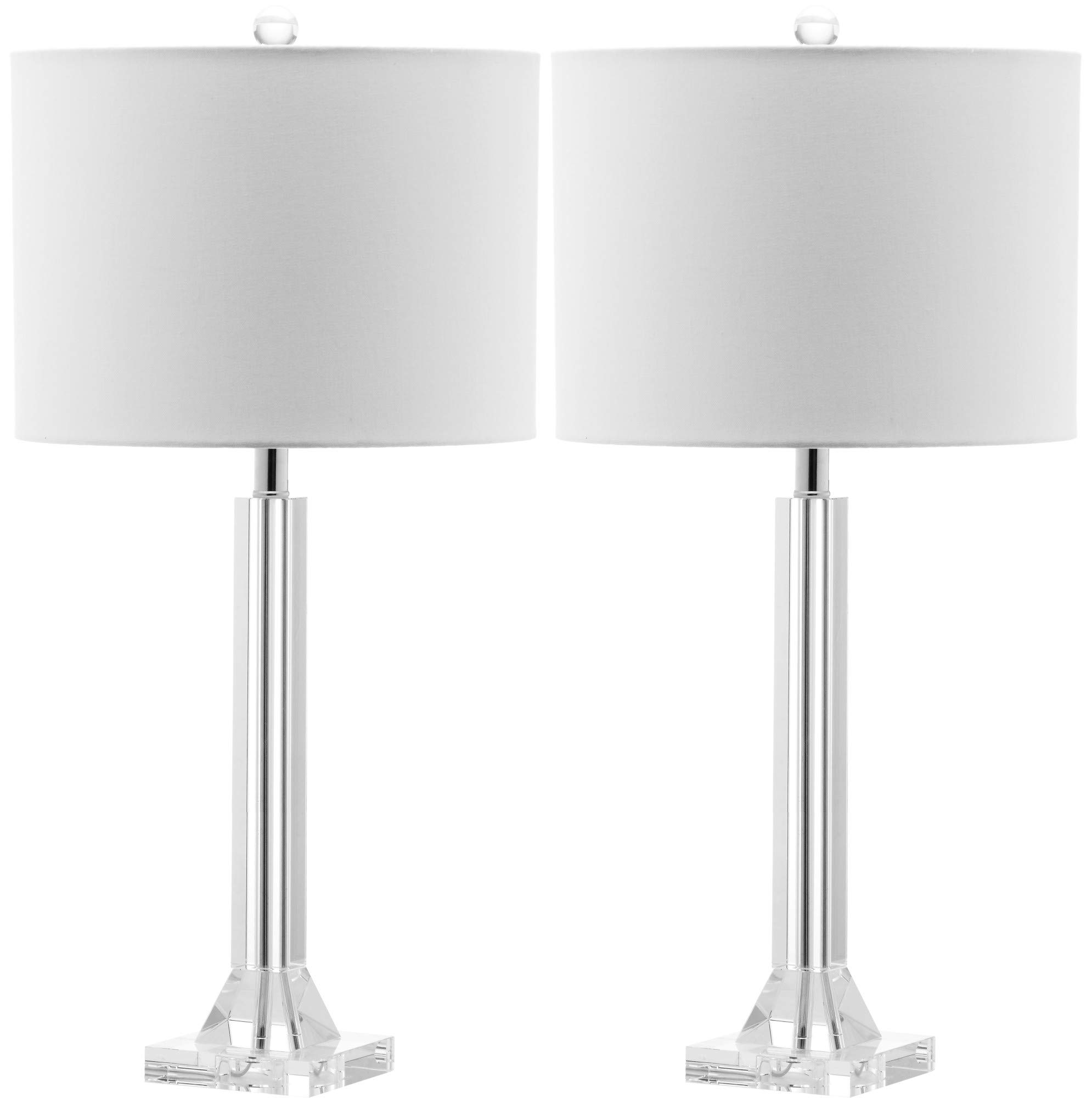 SAFAVIEH Lighting Collection Tyrone Modern Crystal Column 27-inch Bedroom Living Room Home Office Desk Nightstand Table Lamp Set of 2 (LED Bulbs Included)