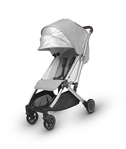UPPAbaby Minu Stroller - Devin (Light Grey Melange/Silver/Chestnut Leather) + Minu Infant Car Seat Adapter for MESA + Mesa Infant Car Seat - Jordan (Charcoal Melange)