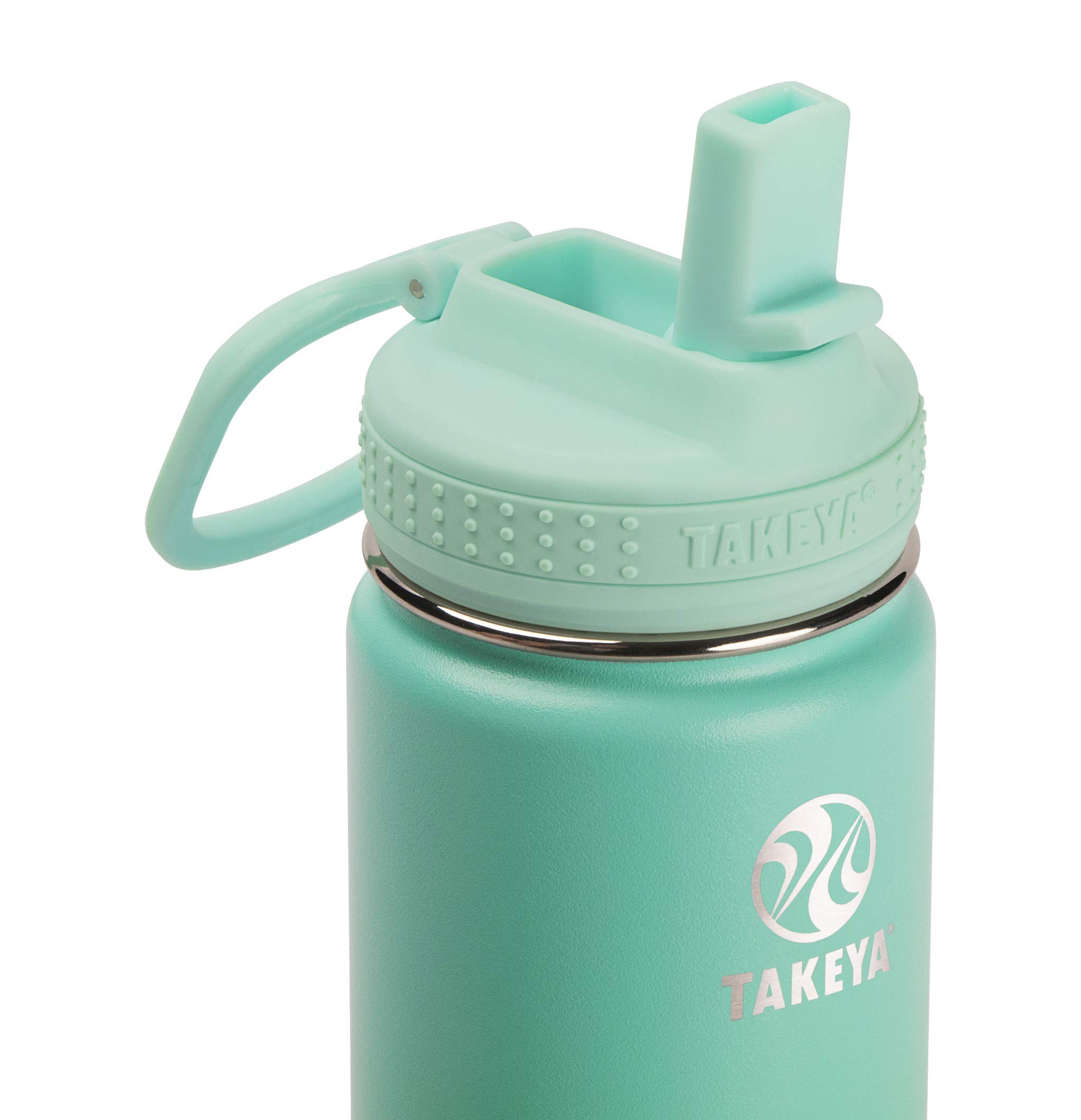 Takeya Actives Kids 14 oz Vacuum Insulated Stainless Steel Water Bottle with Straw Lid, Seafoam