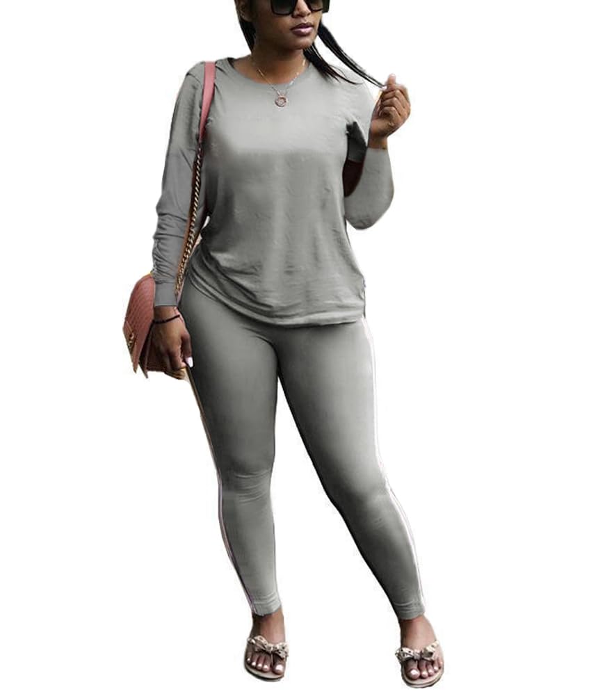 THLAI Women 2 Piece Outfits Short Sleeve T Shirt Top and Long Pants Sets Tracksuits Workout Set