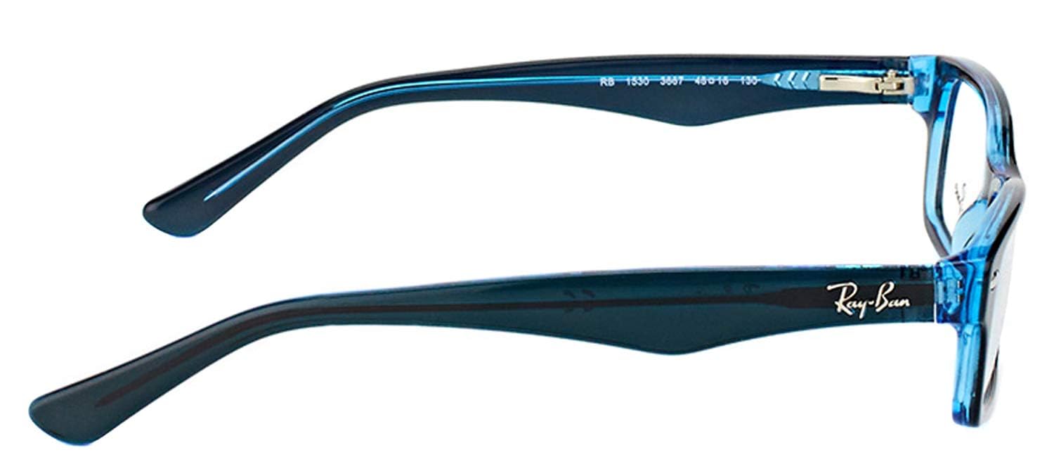Ray-Ban Junior Kids' Ry1530 Rectangular Prescription Eyeglass Frames, Black on Transparent/Demo Lens, 48 mm