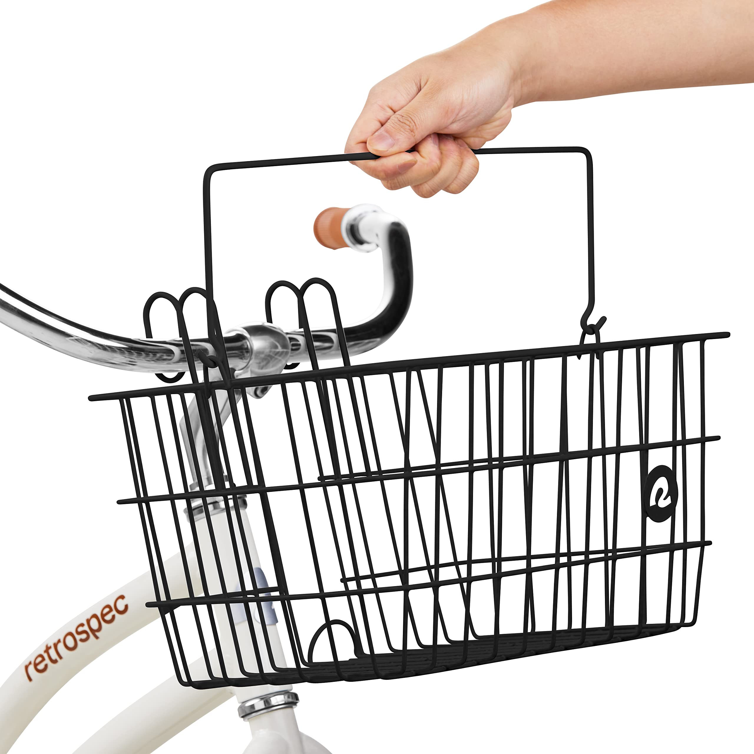 Retrospec Detachable Steel Apollo-Lite Lift-Off Front Bike Basket with Handles, Silver