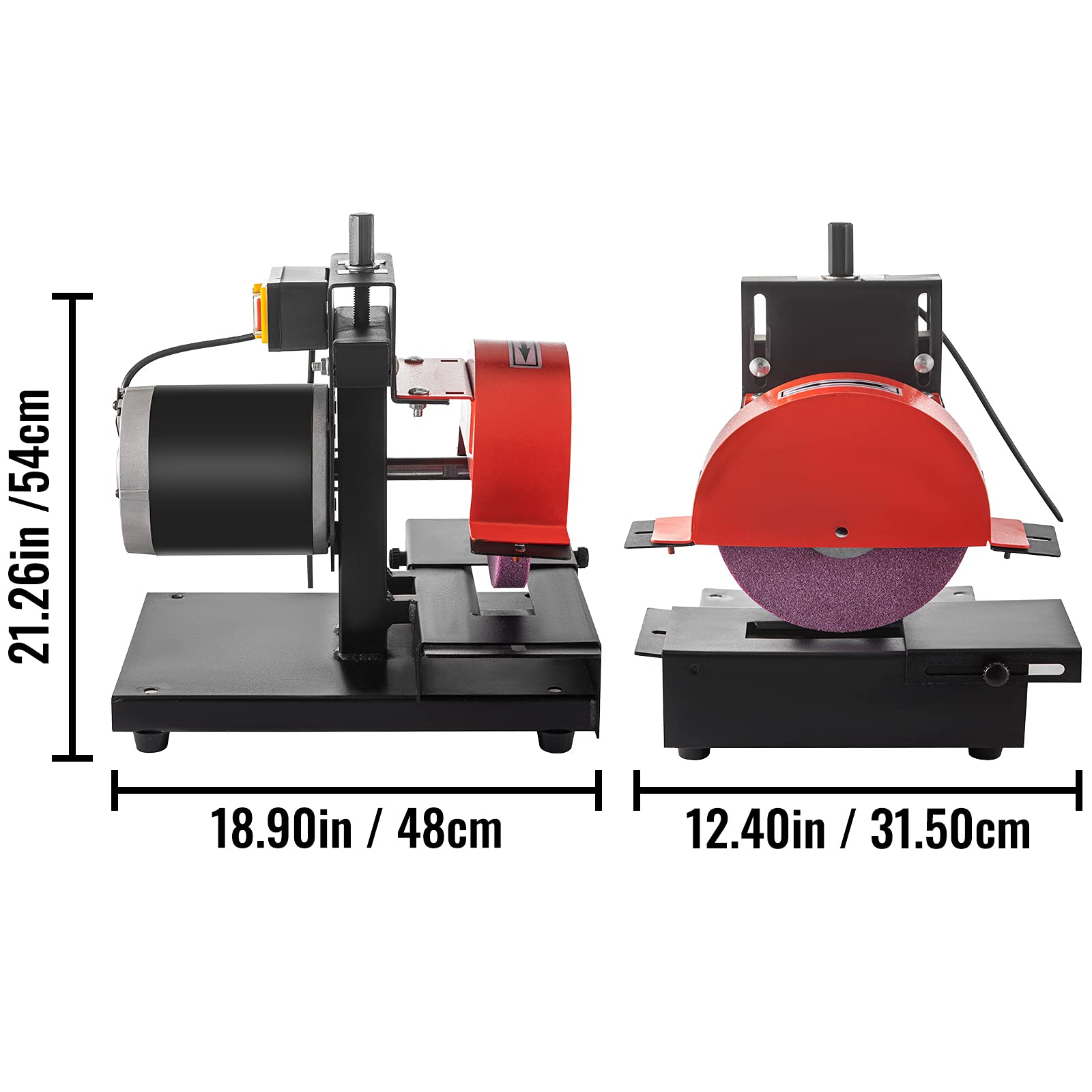 VEVOR Blade Grinder 1/2 HP Lawn Mower Blade Grinder 1700 RPM Variable Speed Bench Grinder 8" Diameter Grinding Plate Power Bench Grinders with Pure Copper Motor for Blade or Tool Grinding in Garden