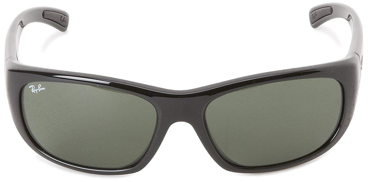 Ray-Ban Men's RB4177 Rectangular Sunglasses, Black/CRYstal Green Polarized, 63 mm